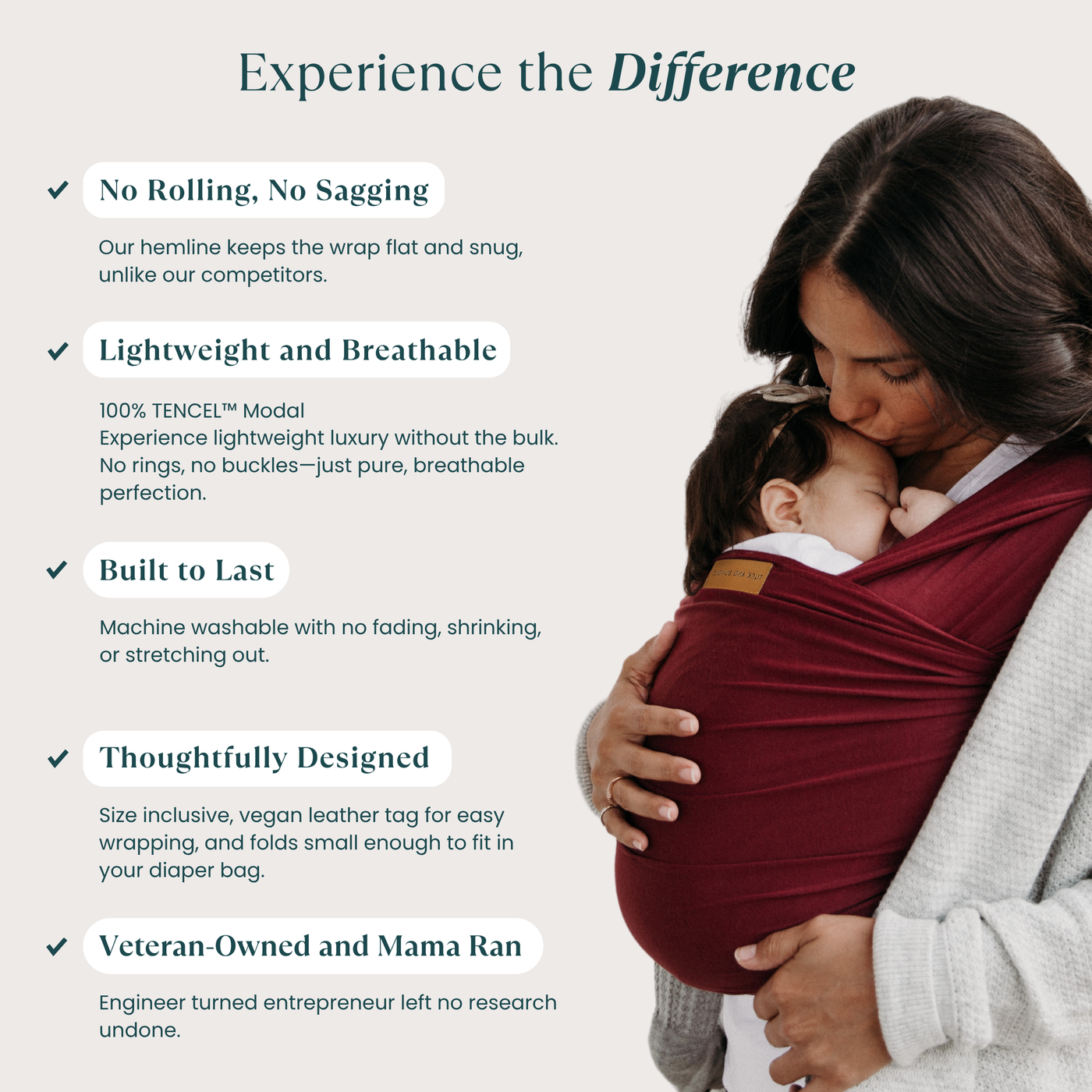 Merlot Baby Wrap Carrier: Lightweight, Breathable, & Ultra-Comfortable ...